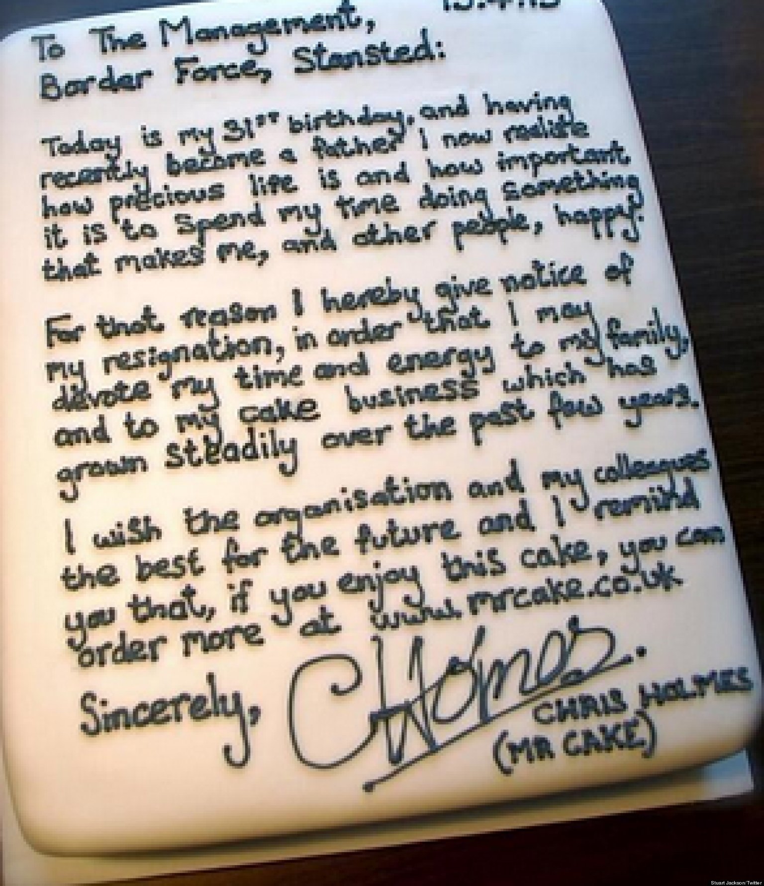 Chris Holmes Resignation Cake Showcases Super Creative Way To Say I chris-holmes-resignation-cake-showcases-super-creative-way-to-say-i