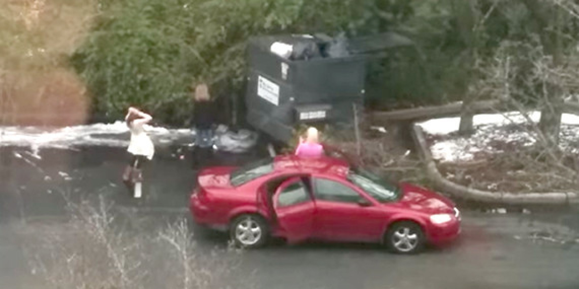 Girls Try To Throw Trash In Dumpster It Doesnt Work Out Huffpost