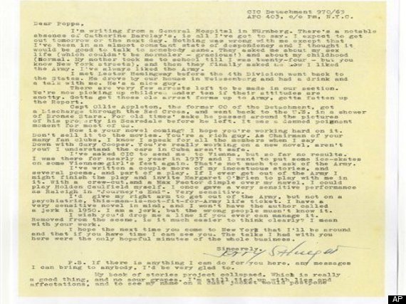 jd salinger letter to ernest hemingway