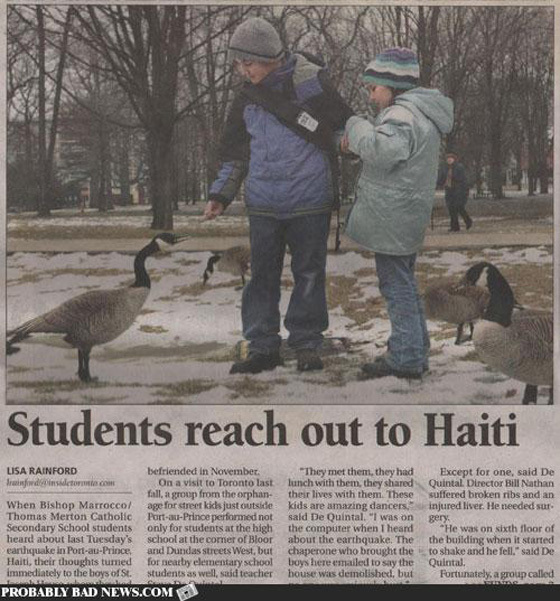 Students Show Support For Haiti... Or A Goose. Whatever. (PICTURE ...