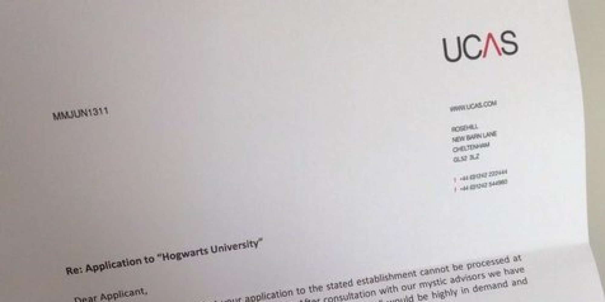 Student Applies To Hogwarts University, Gets Rejection Letter From UCAS ...