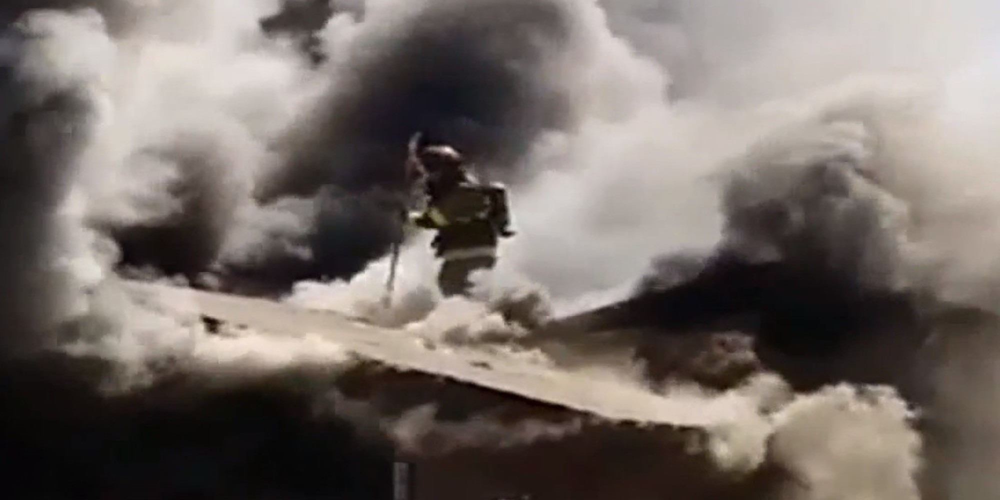 Firefighter Falls Through Burning Roof In Frightening Scene Caught On ...