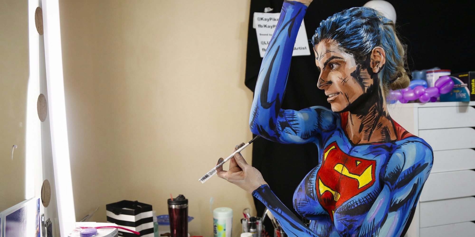 Kay Pike Uses Bodypaint To Bring Comic Book Heroes To Life